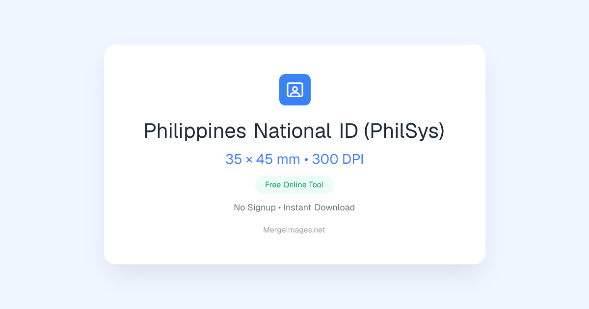 PhilippinesのNational ID (PhilSys)写真 — 35x45mm | 無料オンラインツール ...